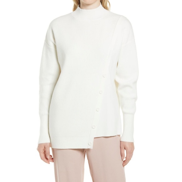 Halogen | Sweaters | Halogen Mock Neck Stitch Mix Sweater In Ivory ...